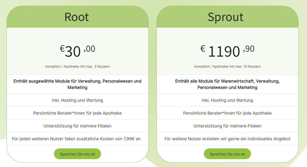 Unsere Preise | Ginkgo Pharmasoft